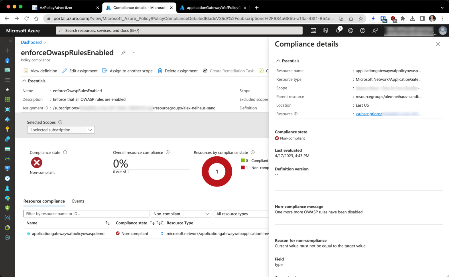 Azure Policy, Application Gateway WAF and OWASP rulesets - Thinking aloud